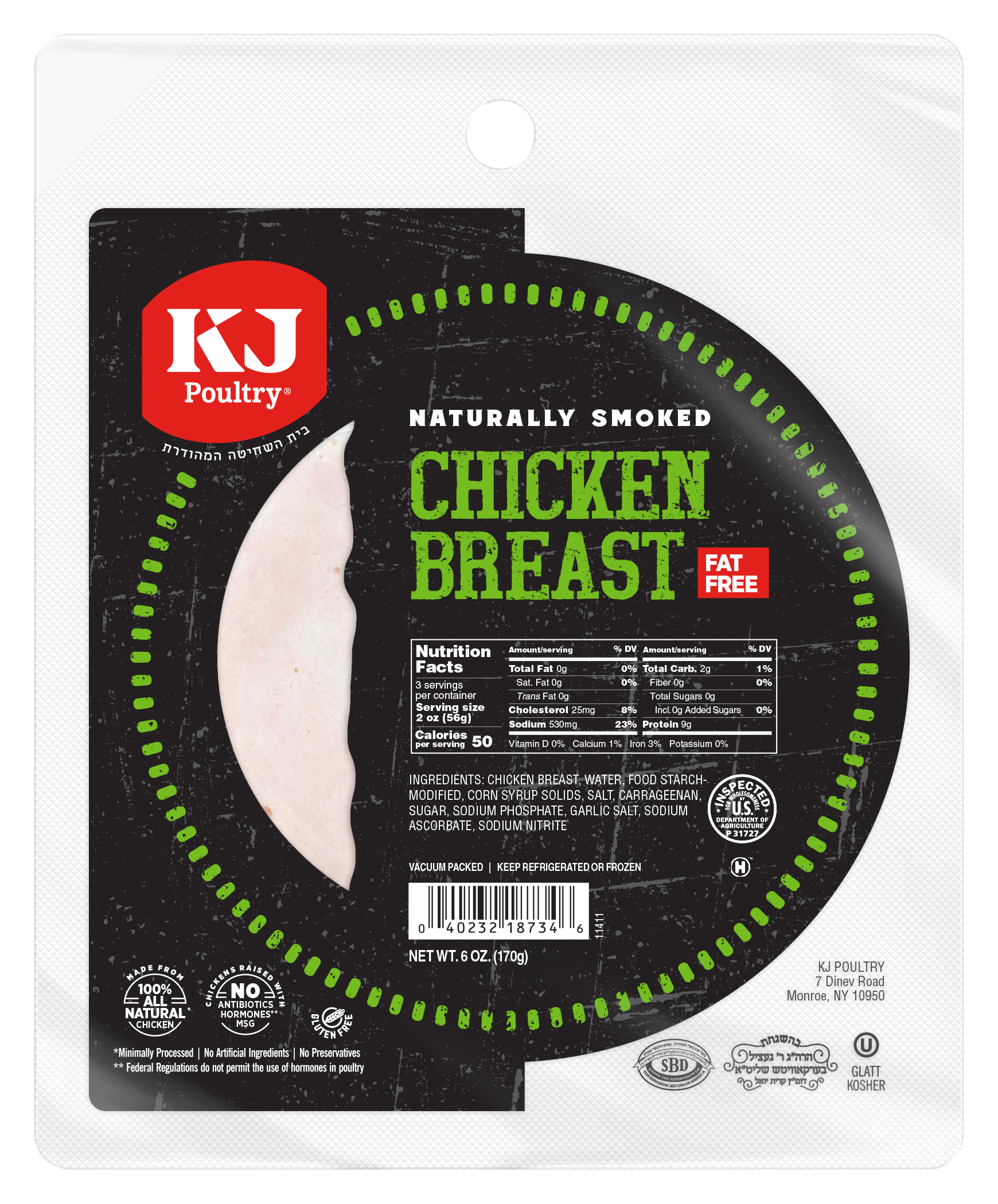 KJ Poultry Kosher Sliced Smoked Chicken Breast – Satmar Meats of Boro Park